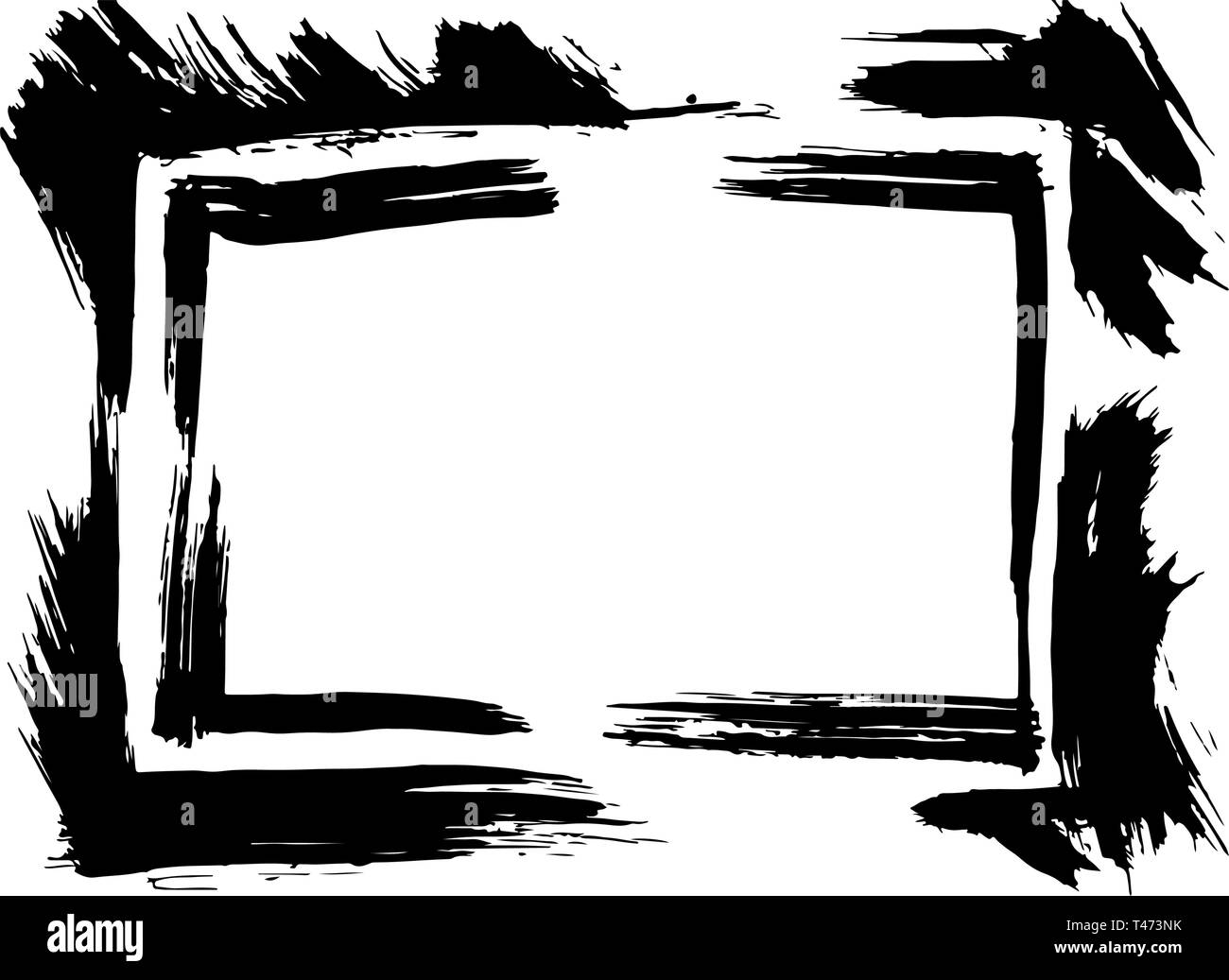 Vector Dry brush frames. Hand drawn artistic frames. Black and white ...