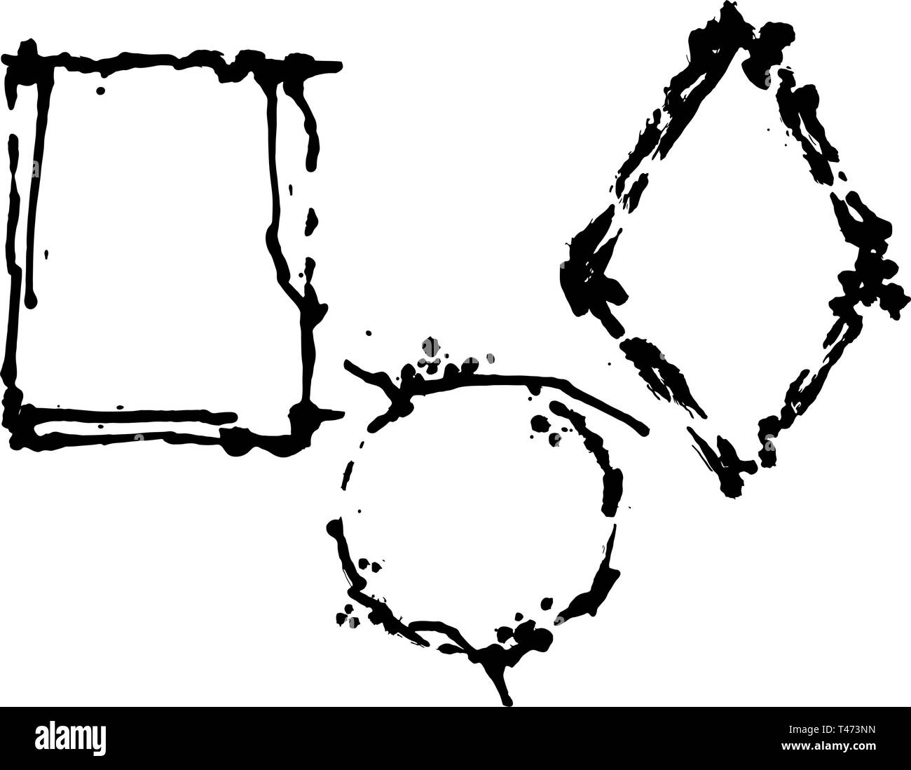 Vector Dry brush frames. Hand drawn artistic frames. Black and white ...