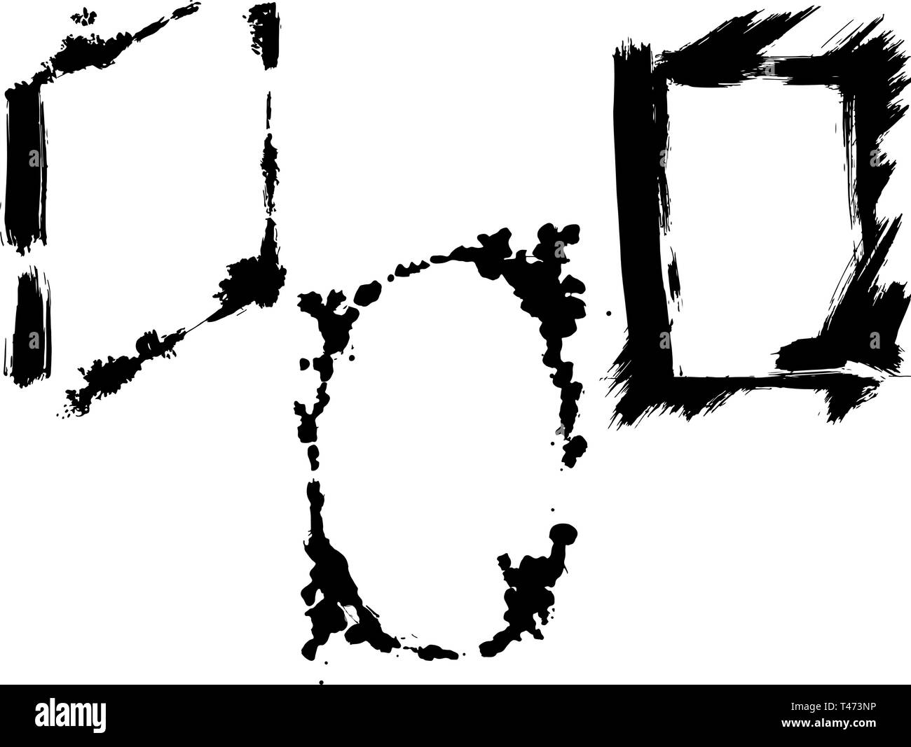 Vector Dry brush frames. Hand drawn artistic frames. Black and white ...