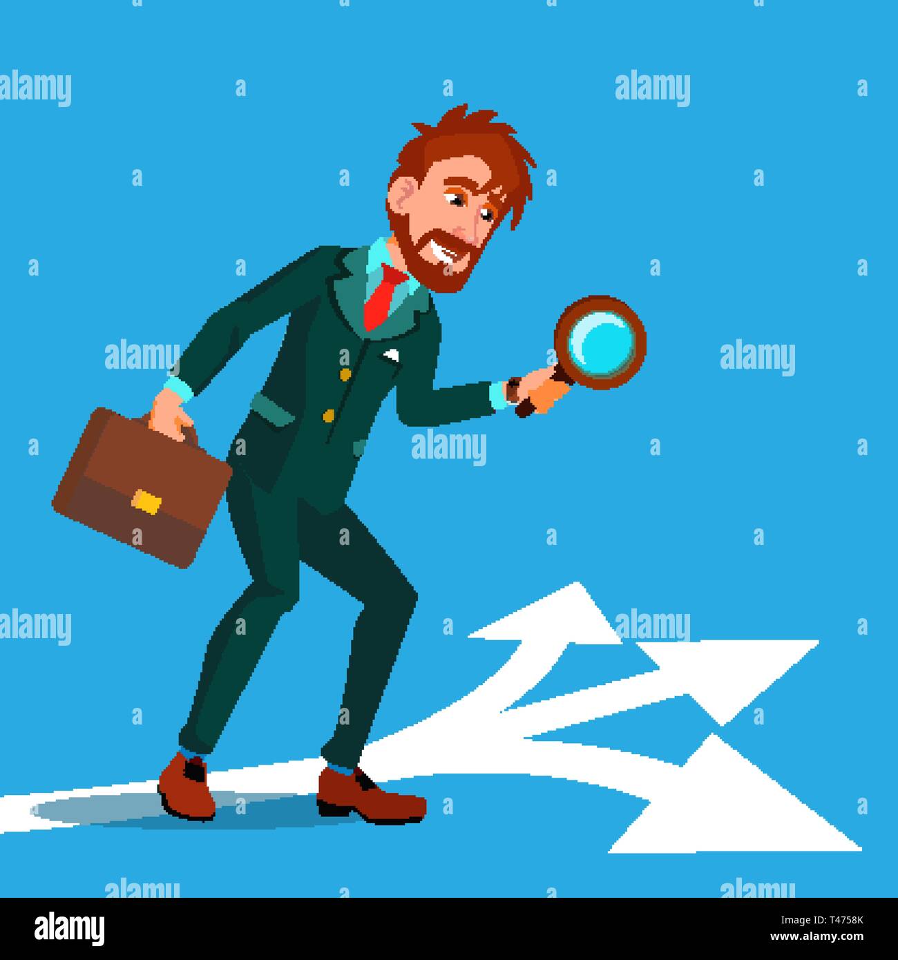 Detective Investigating, Searching Clues Cartoon Vector Character Stock ...