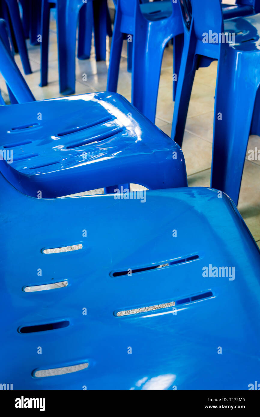texture and vivid Blue color of plastic chair Stock Photo - Alamy