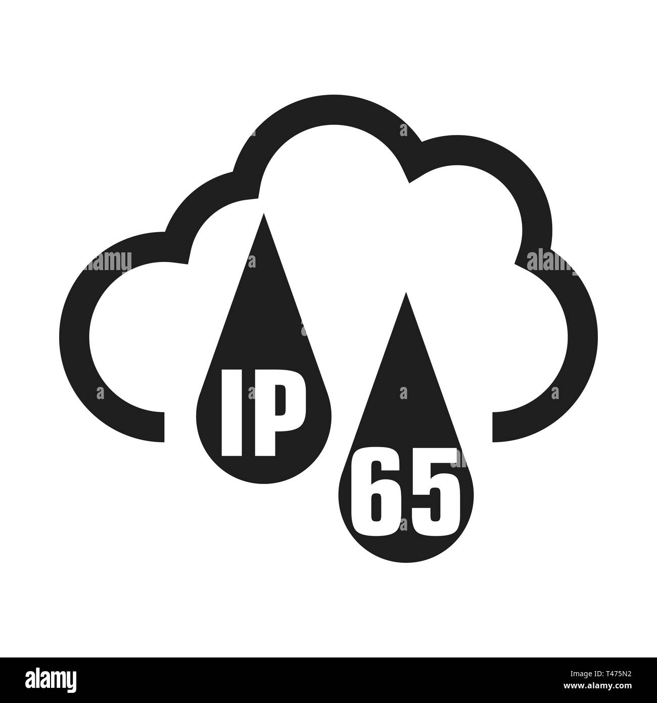 IP65 protection certificate standard icon. Water and dust or solids ...