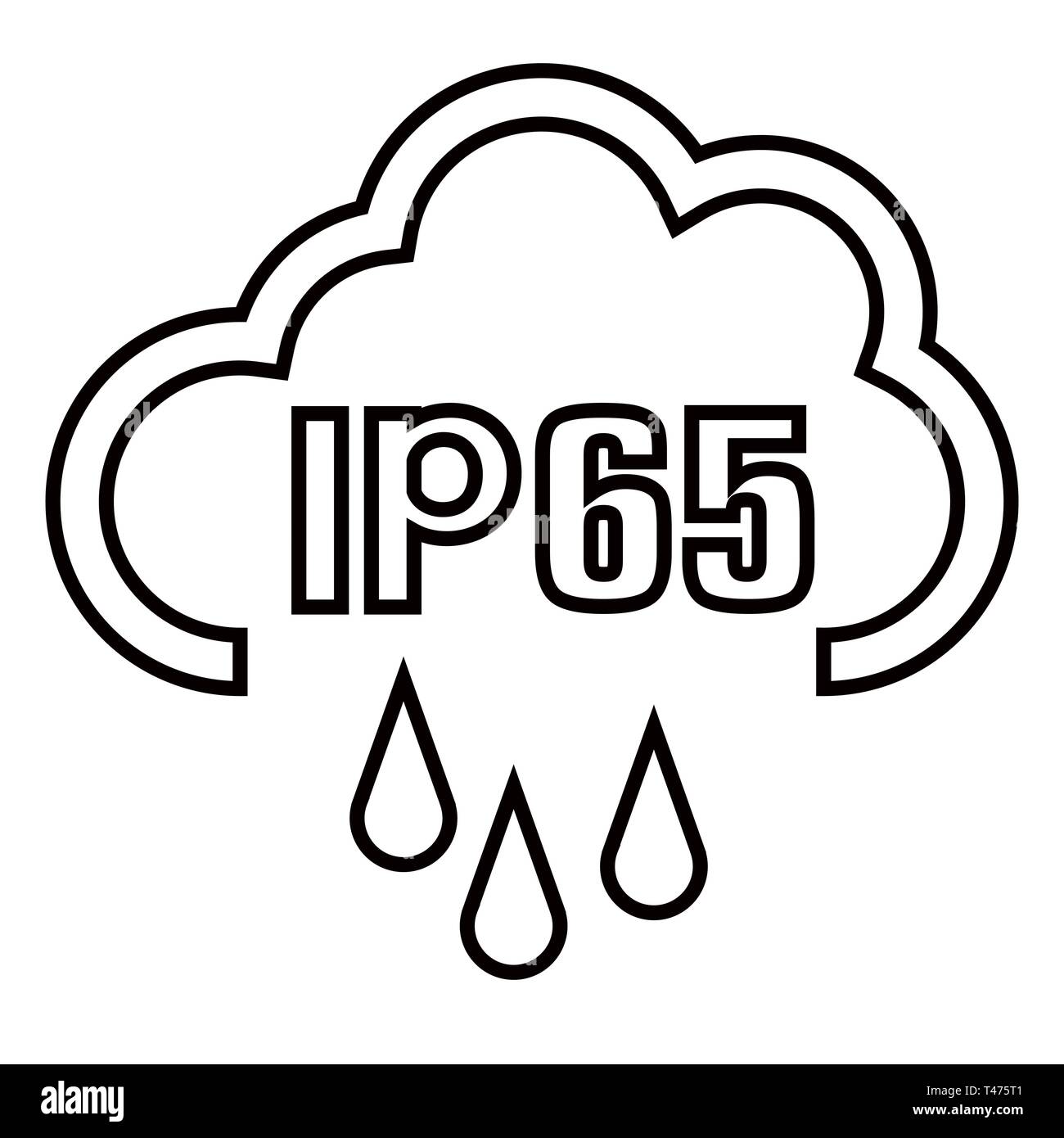 IP65 protection certificate standard icon. Water and dust or solids ...