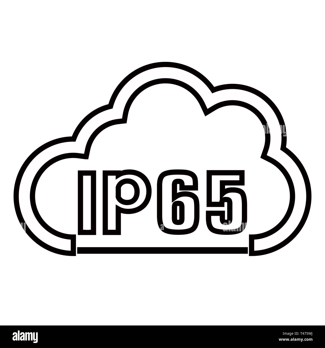 IP65 protection certificate standard icon. Water and dust or solids ...