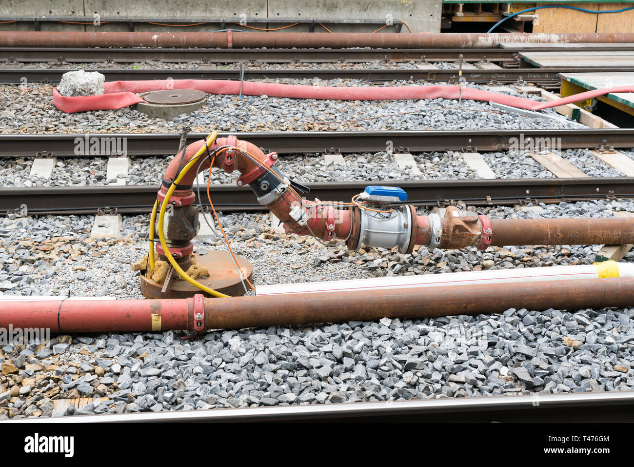 pipe and valve system with sensors and electrical wiring between ...