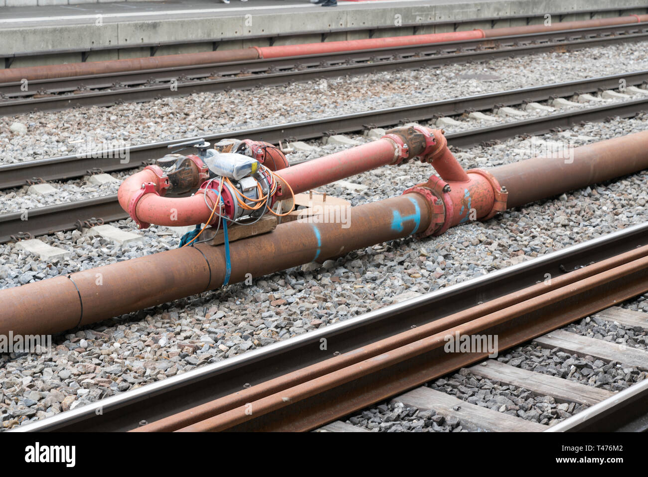 pipe and valve system with sensors and electrical wiring between ...