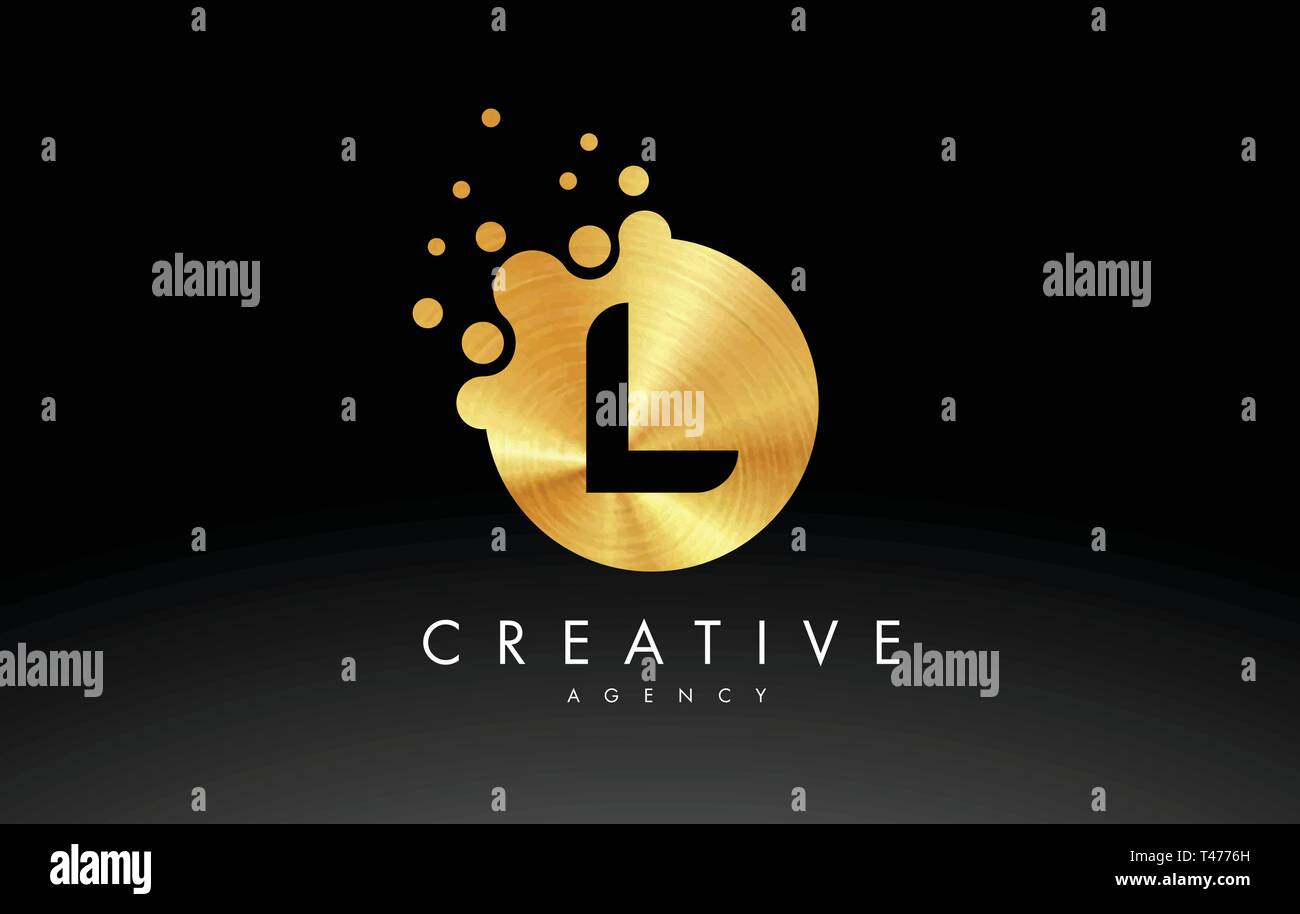Golden Metal Dots Letter L Logo. L Letter Design Vector with Dots Stock ...