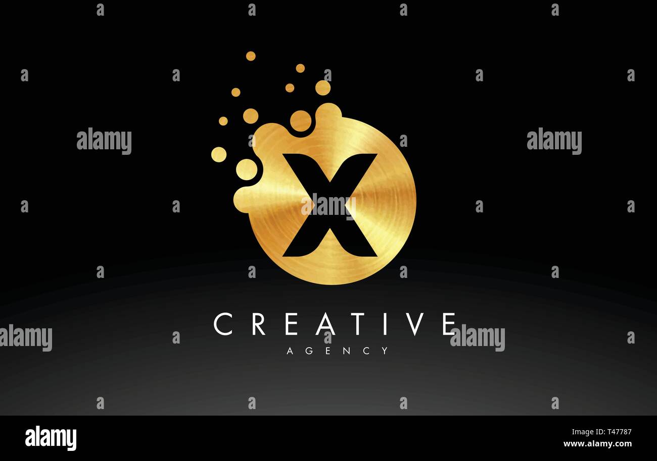 Golden Metal Dots Letter X Logo. X Letter Design Vector with Dots Stock ...
