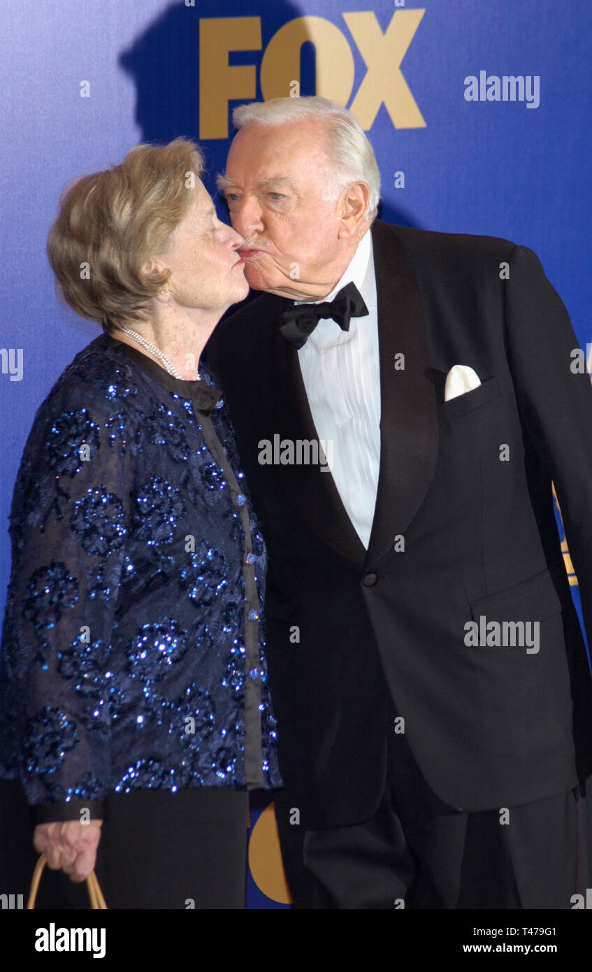 LOS ANGELES, CA. September 21, 2003: WALTER CRONKITE & wife at the 55th ...