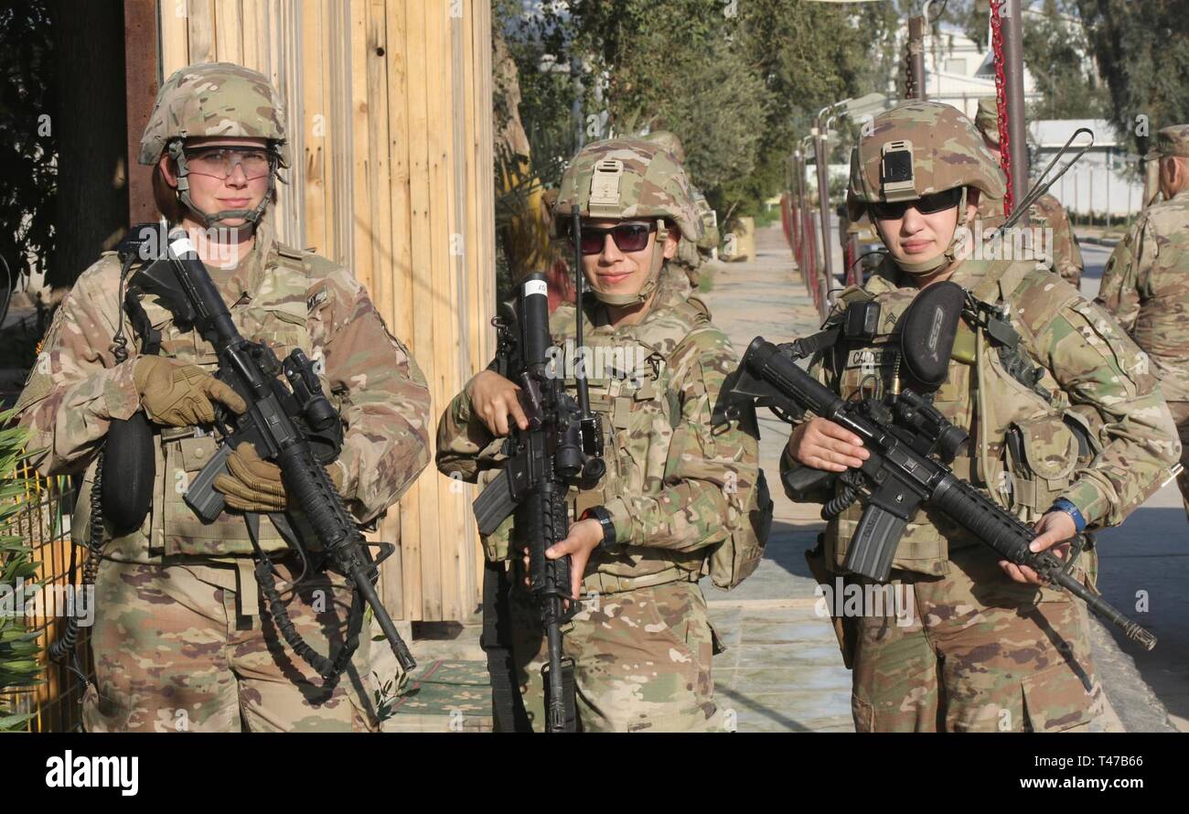 Soldiers of the 108th Sustainment Brigade, pull security in Taji, Iraq ...
