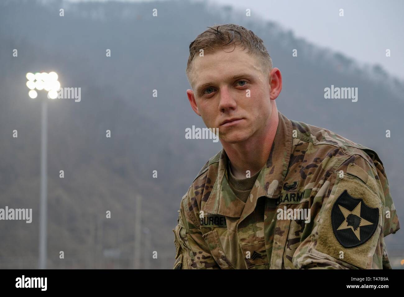 Sgt. Austin Amburgey, fire control specialist, assigned to Battery A ...