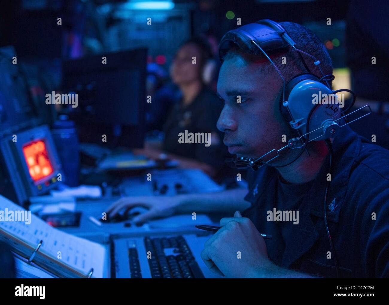 PACIFIC OCEAN (March 15, 2019) – Operations Specialist 3rd Class Andre ...