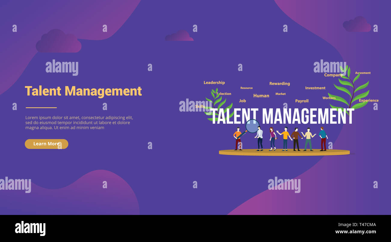 talent management concept with big text and team people for website ...