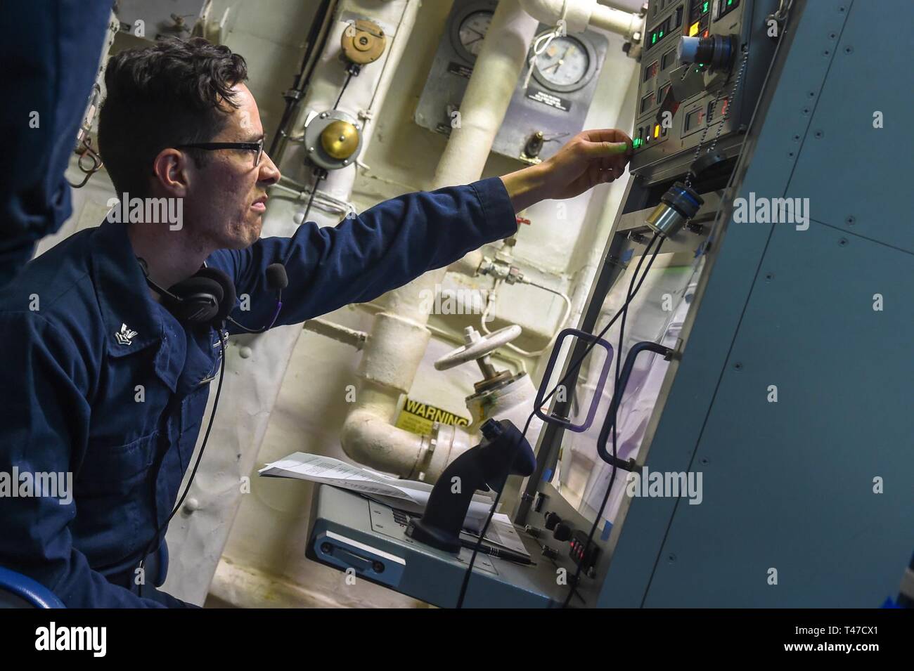 PHILIPPINE SEA (March 15, 2019) Fire Controlman 2nd Class Tyler Elmore ...