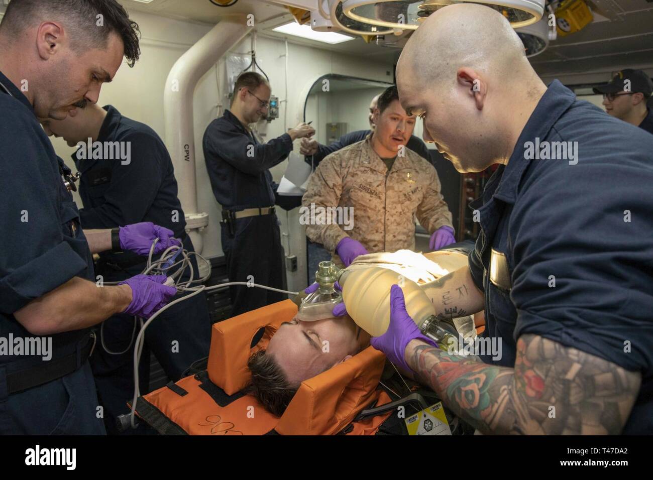 U.S. 5TH FLEET AREA OF OPERATIONS (March 15, 2019) Sailors treat a ...