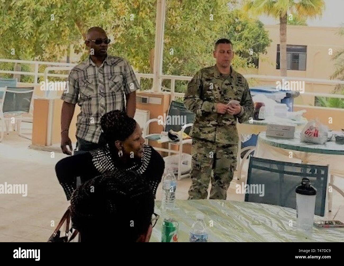 Sgt. 1st Class Kevin Wilson and Master Sgt. Neil Ruiz attend a Hail and ...