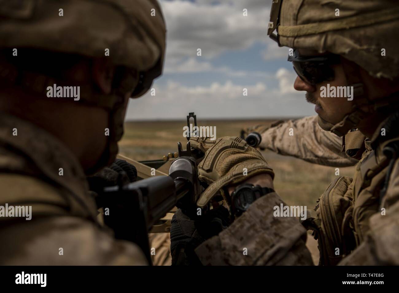 U.S. Marine Corps Cpl. Jacob Rodriquez, left, a machine gunner, and Sgt ...