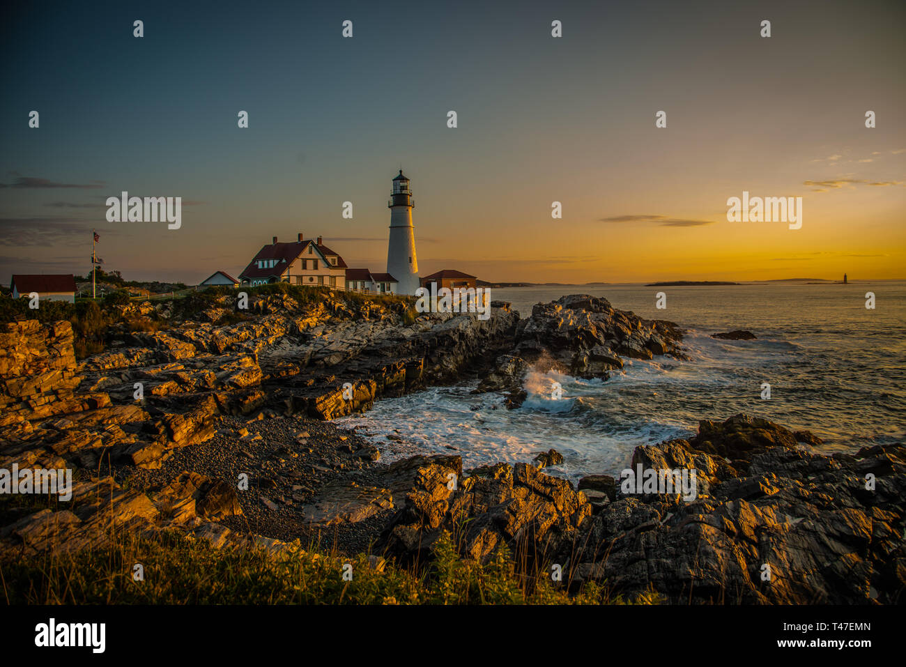 Portland Head Light Lighthouse Coastline in Maine Stock Photo - Alamy