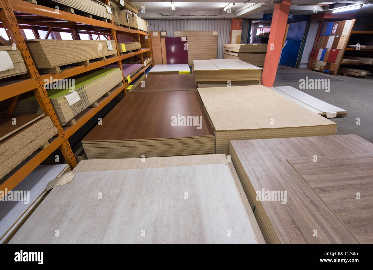 production Department of a big modern wooden furniture factory Stock ...