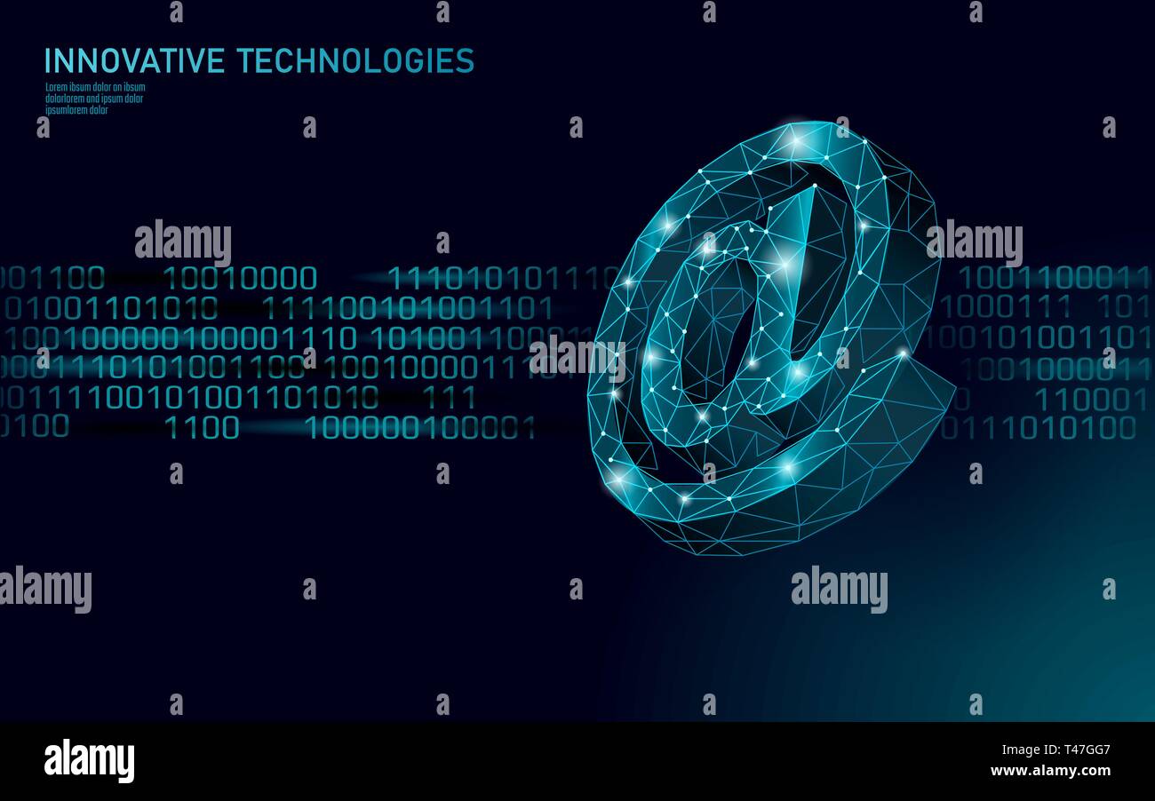 At email social media sign. Low poly 3D polygonal at symbol ...