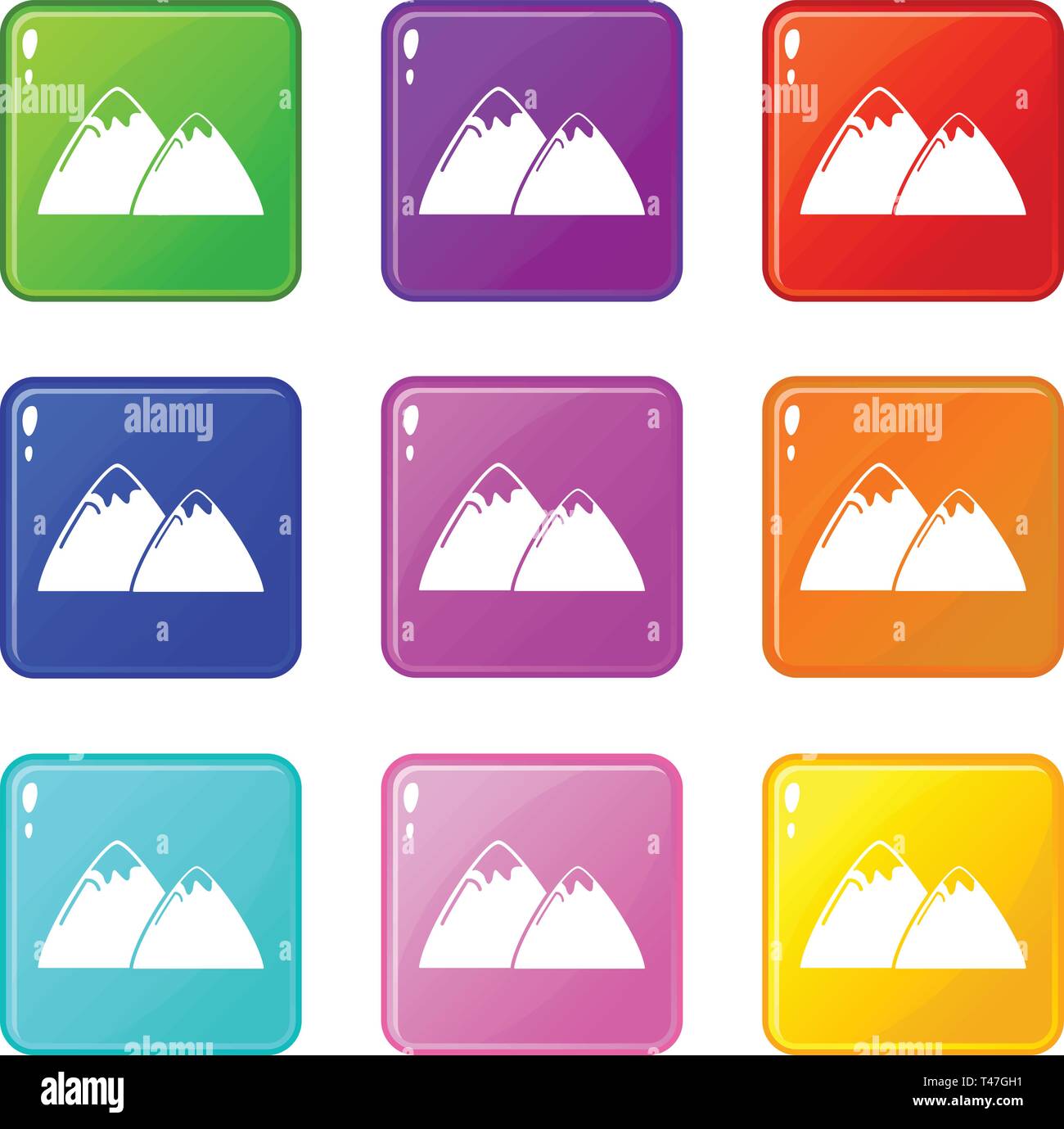 Mountain icons set 9 color collection Stock Vector Image & Art - Alamy