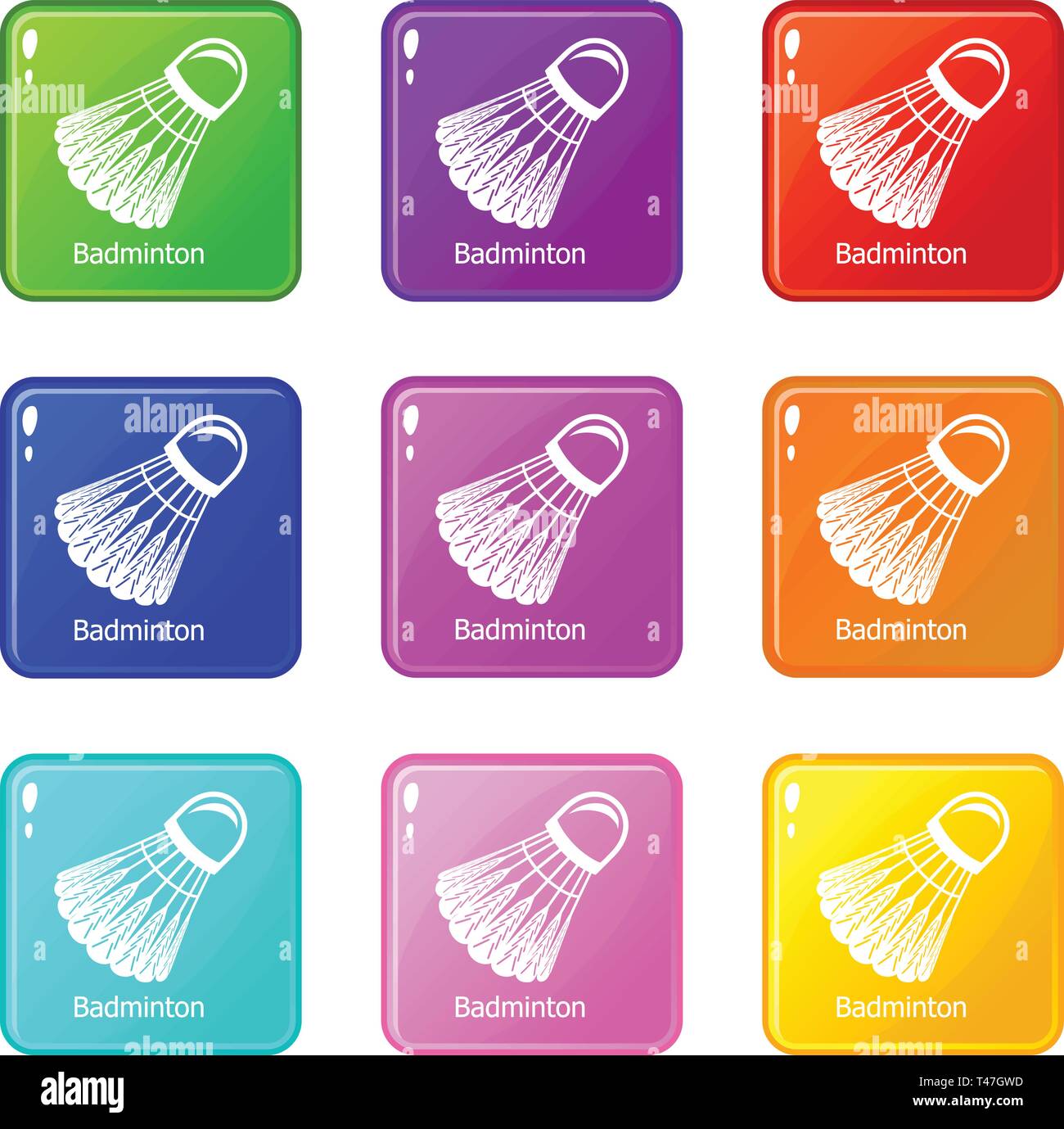Badminton icons set 9 color collection Stock Vector Image & Art - Alamy