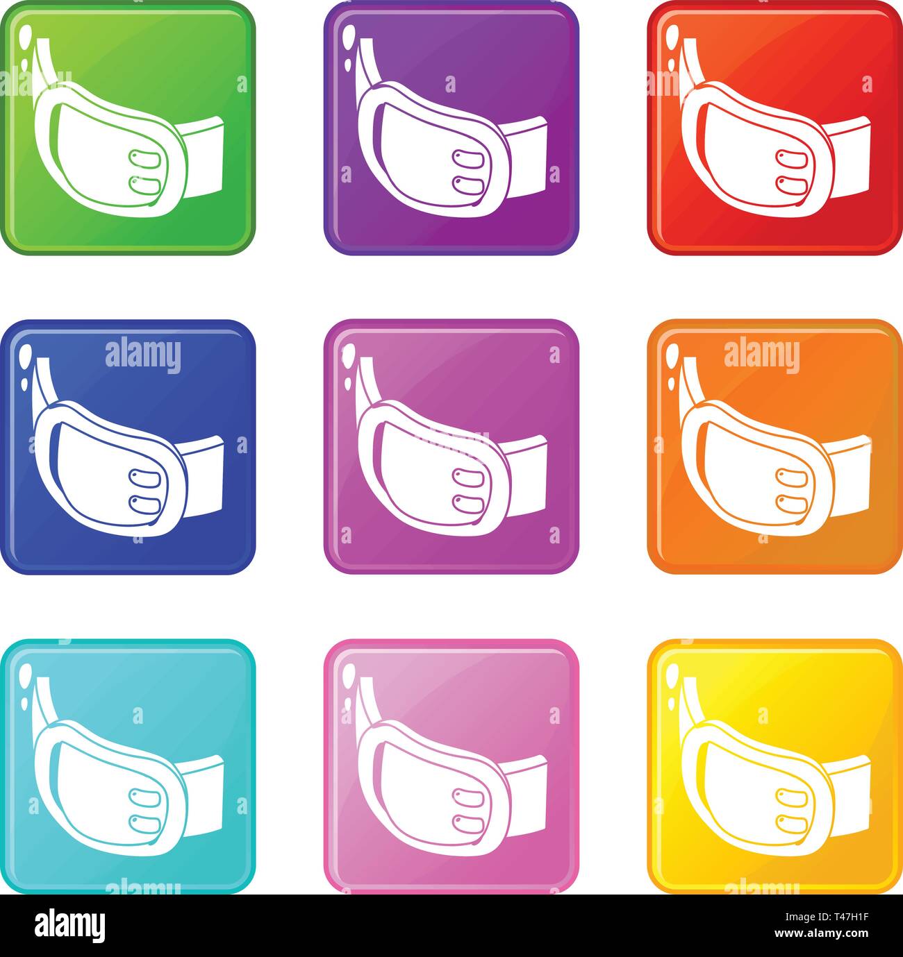Double buckle belt icons set 9 color collection Stock Vector Image ...