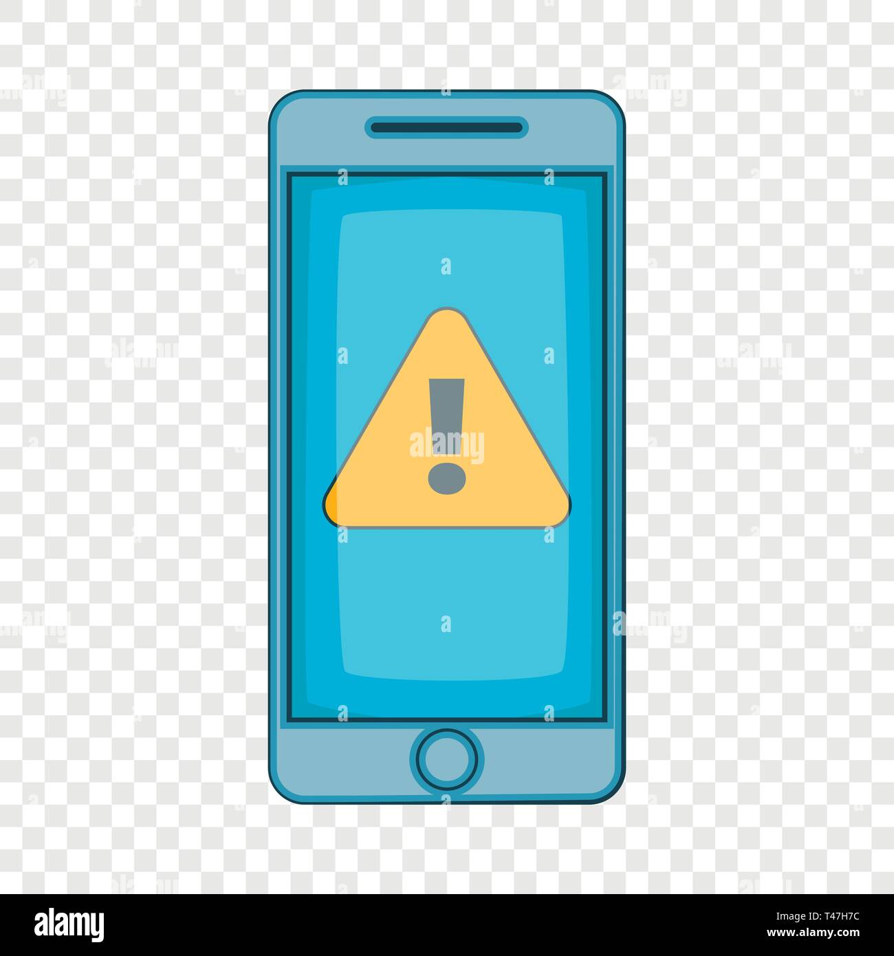 Warning notification on phone icon, cartoon style Stock Vector Image ...
