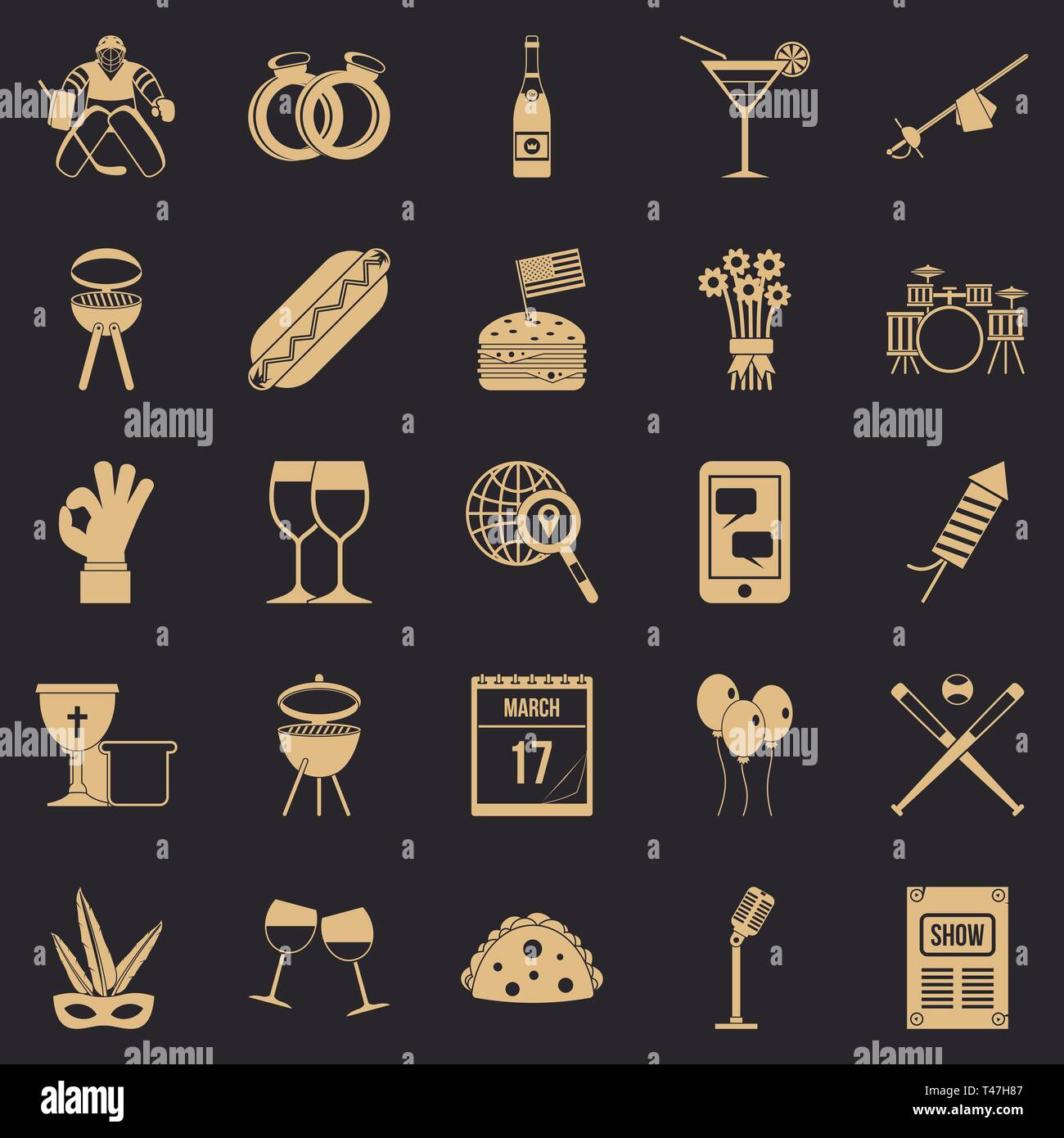 Happening icons set, simple style Stock Vector Image & Art - Alamy