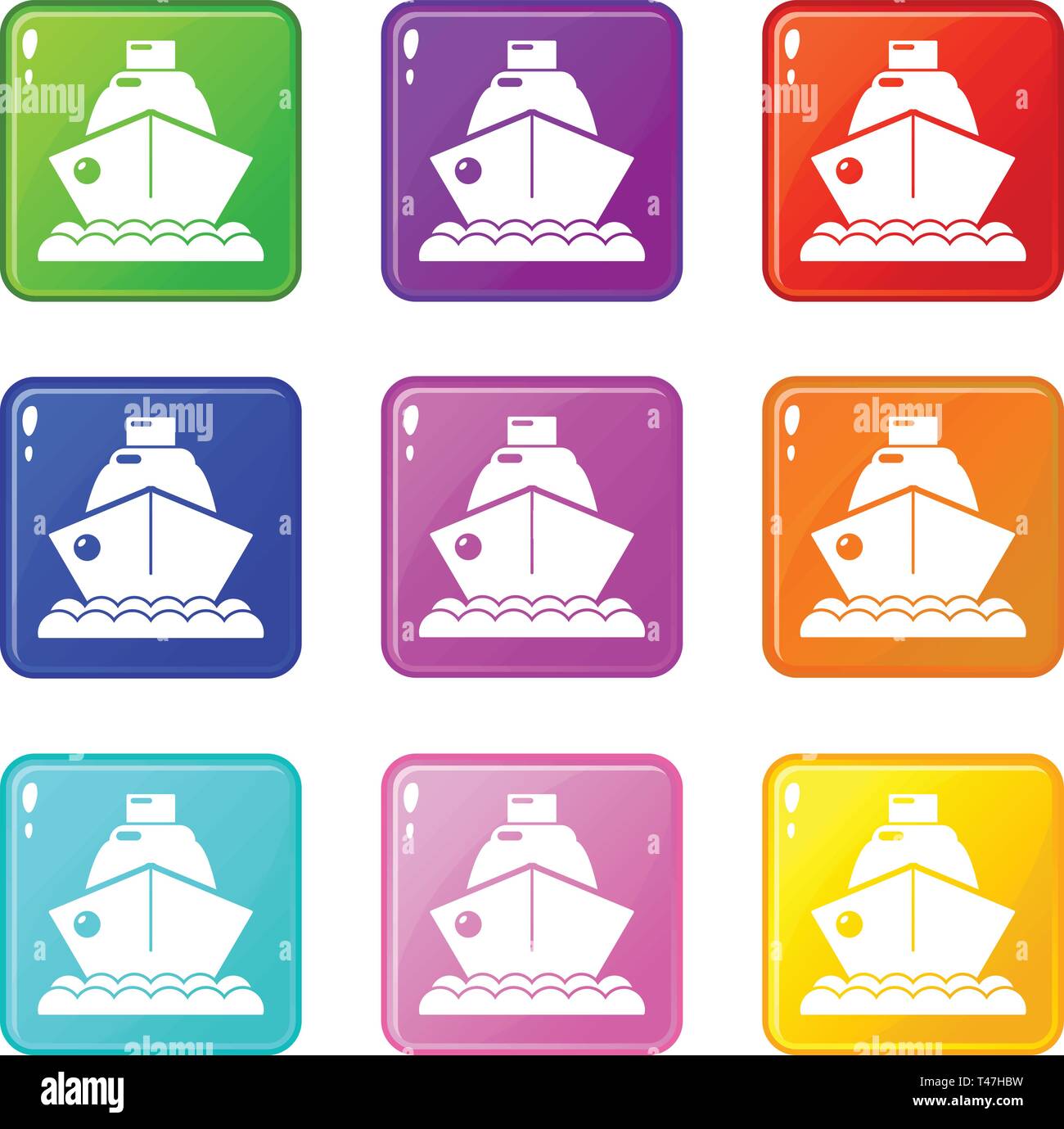 Cruise ship icons set 9 color collection Stock Vector Image & Art - Alamy