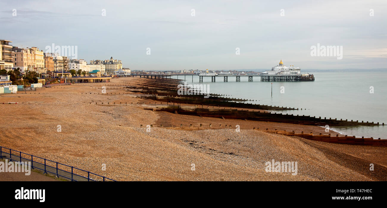 Eastbourne beach and pier in winter, East Sussex, England, UK Stock ...