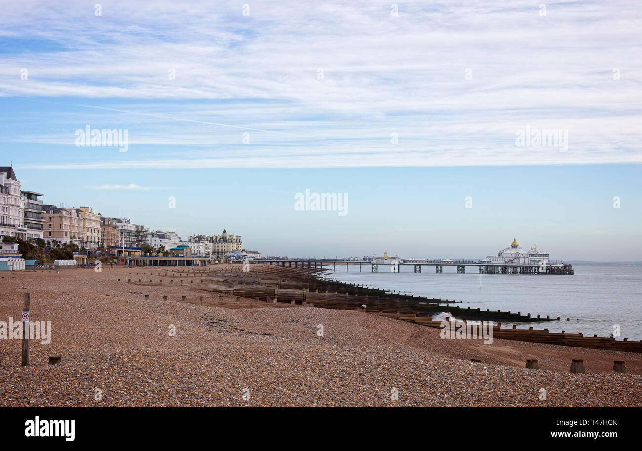 Eastbourne beach and pier in winter, East Sussex, England, UK Stock ...