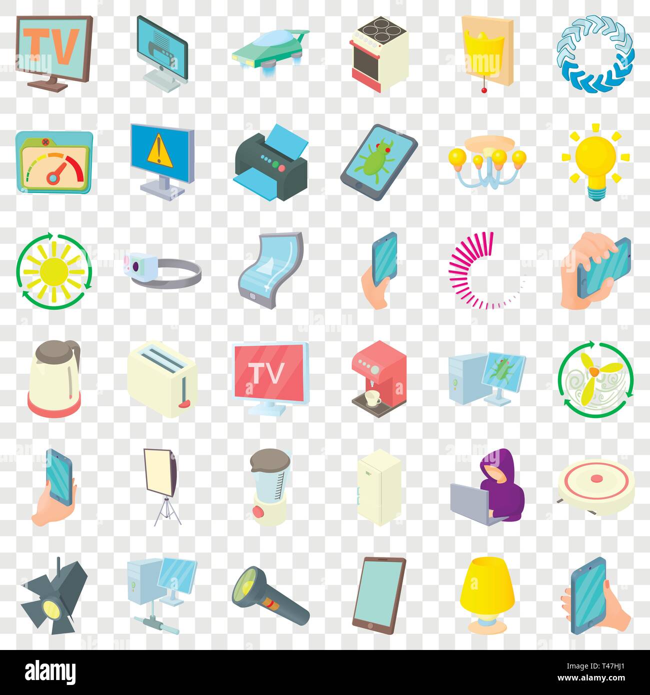 Electricity indicator icons set, cartoon style Stock Vector Image & Art ...