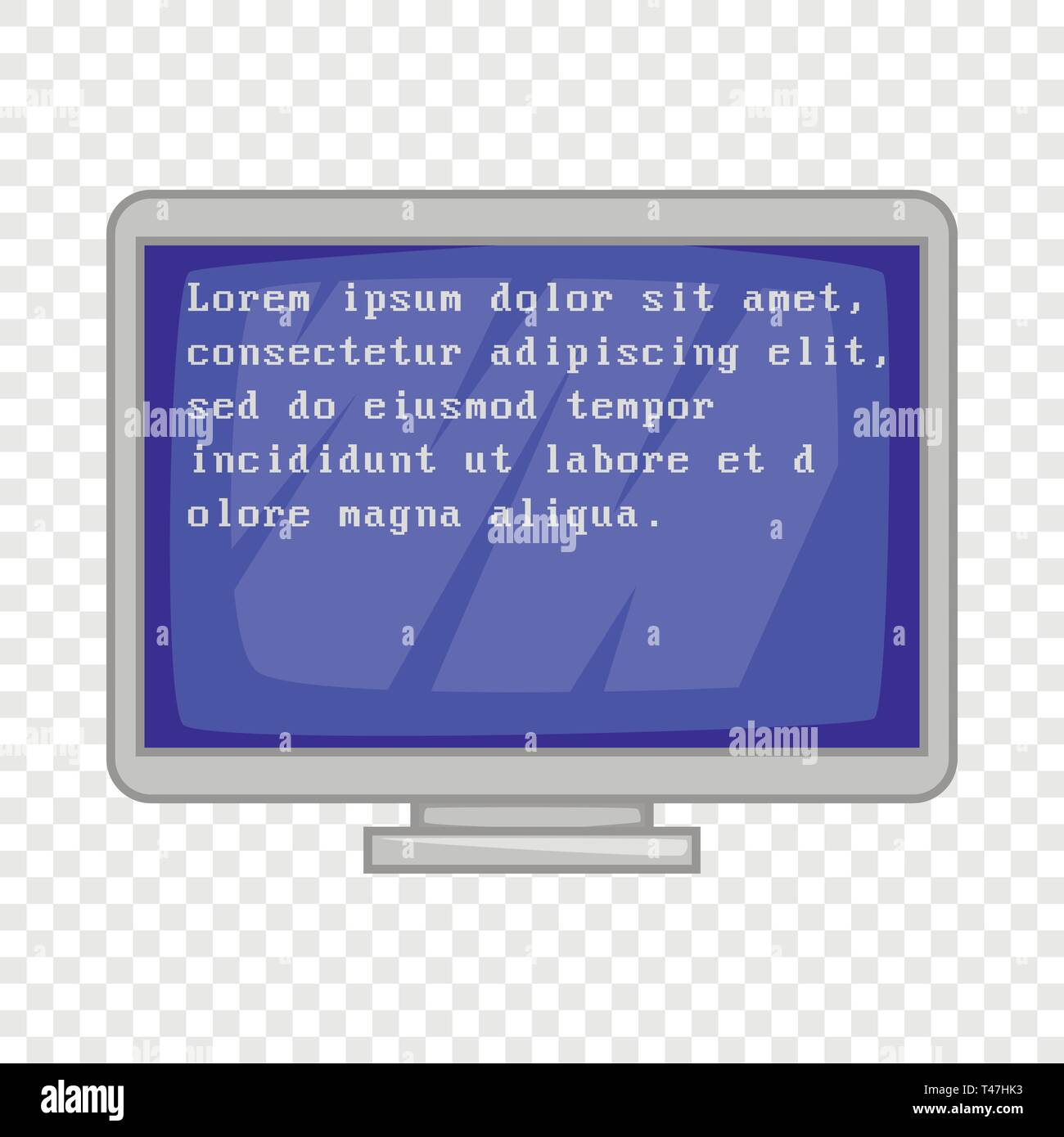 Blue computer screen with text icon, cartoon style Stock Vector Image ...