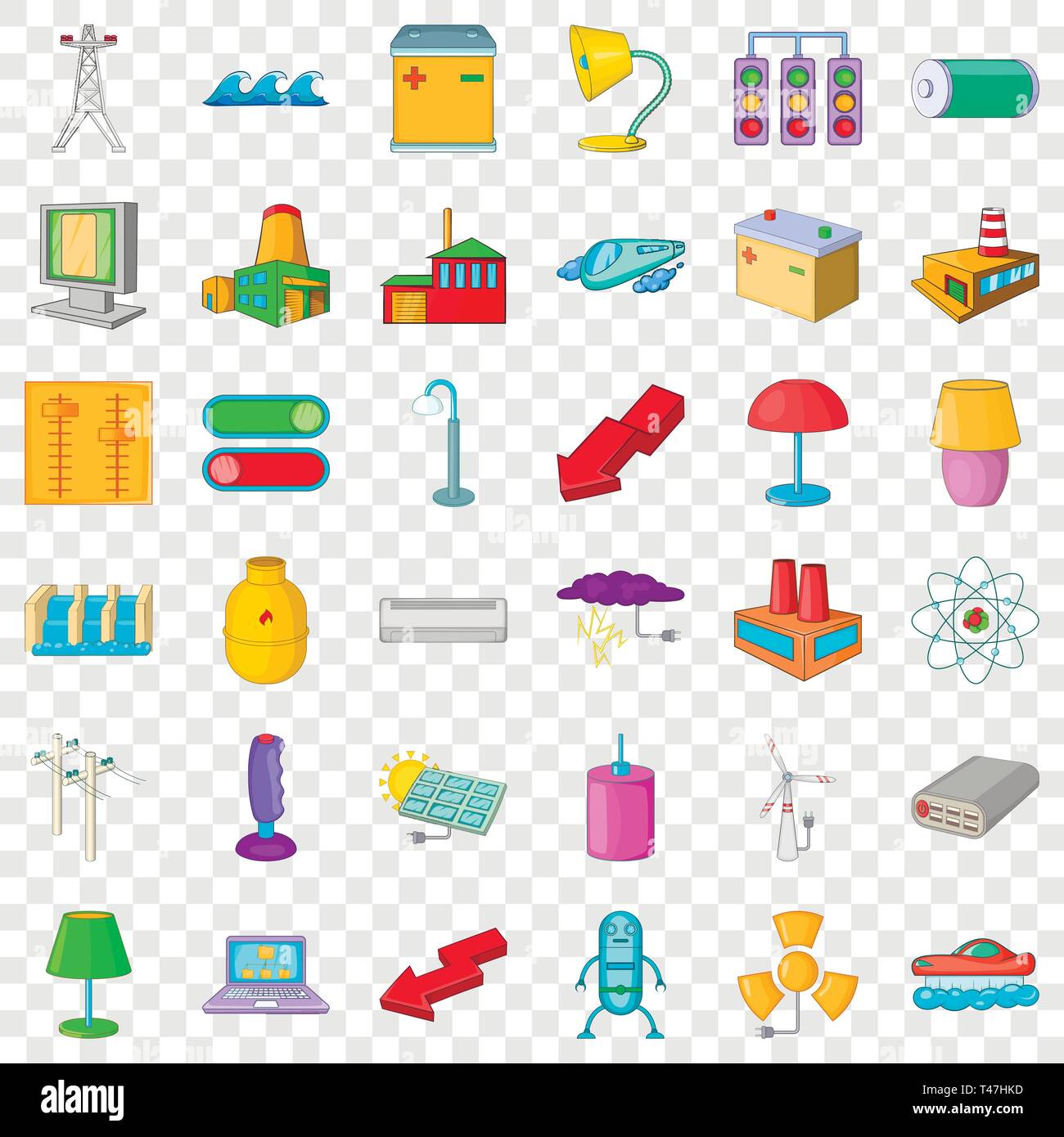 Electricity light icons set, cartoon style Stock Vector Image & Art - Alamy