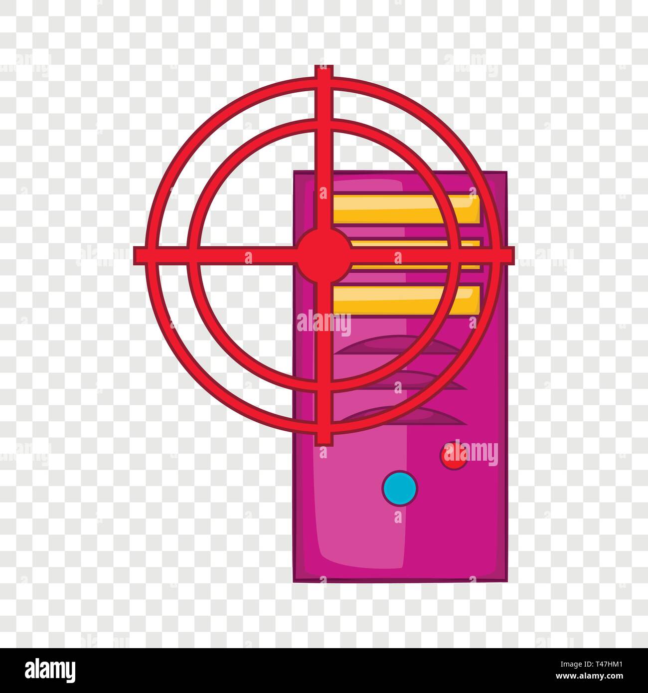 Computer system and red target icon, cartoon style Stock Vector Image ...