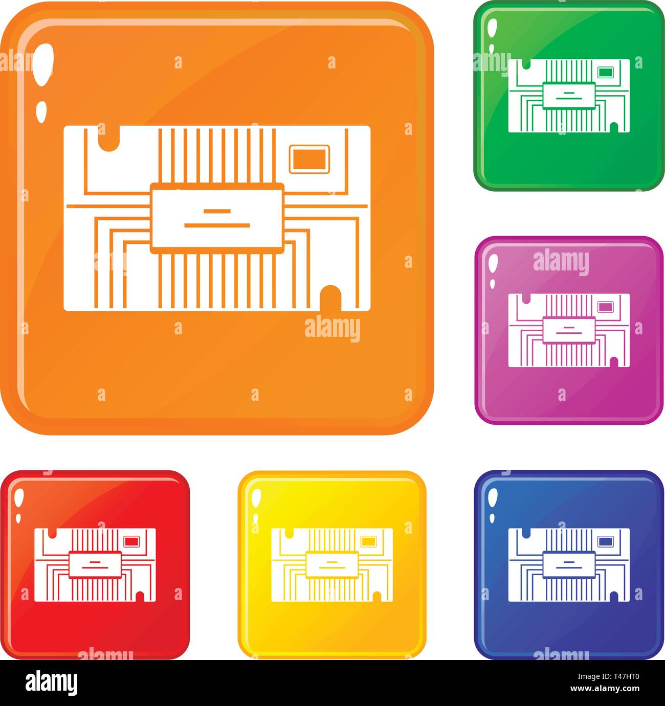 Microchip icons set vector color Stock Vector Image & Art - Alamy