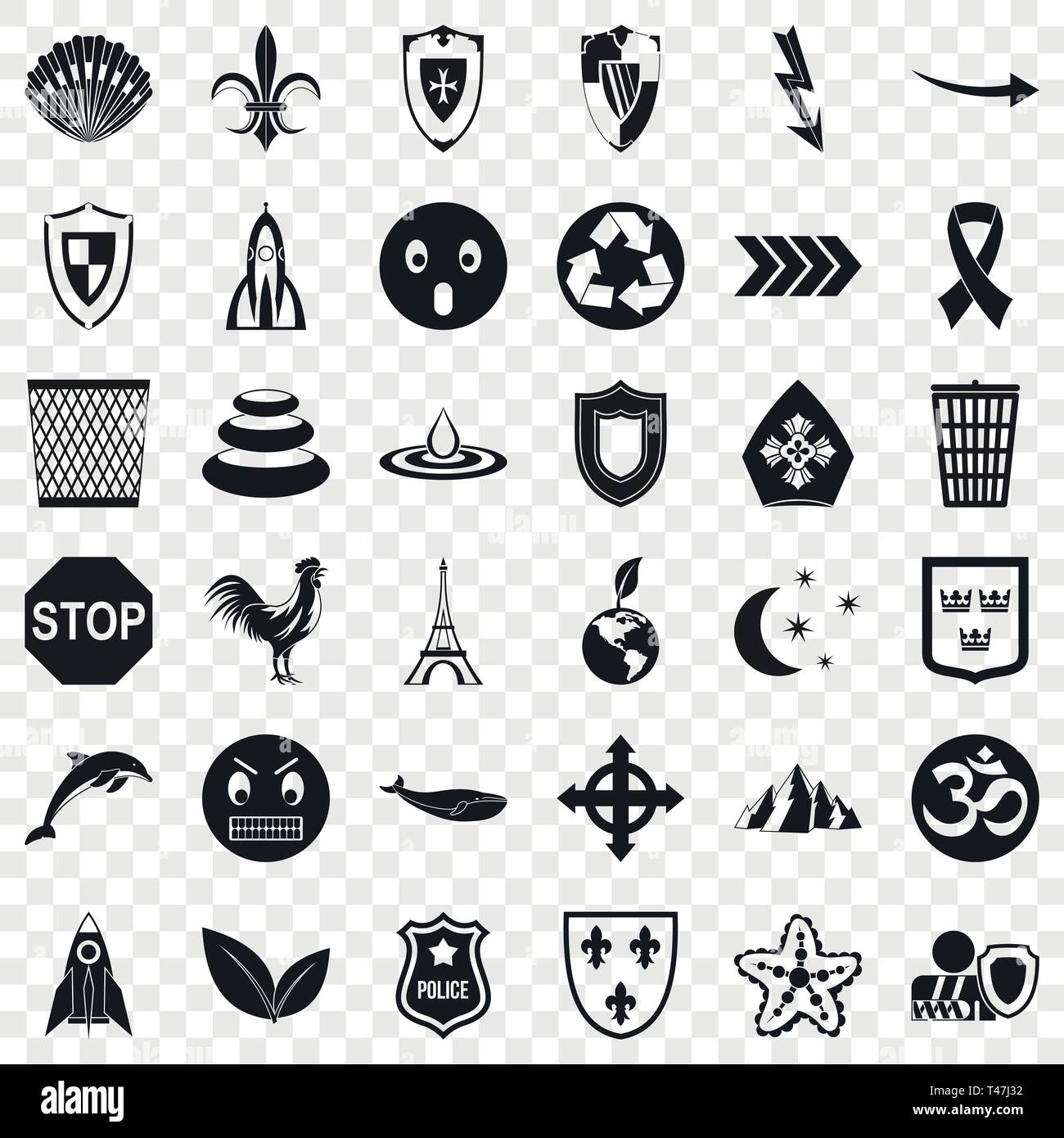 Warning emblem icons set, simple style Stock Vector Image & Art - Alamy