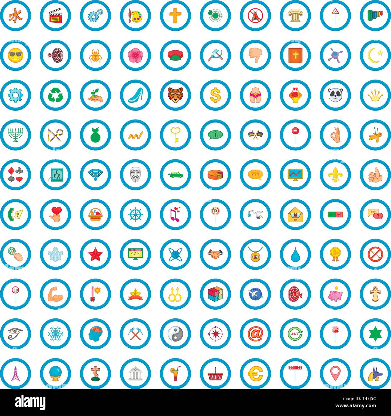 100 symbol icons set, cartoon style Stock Vector Image & Art - Alamy