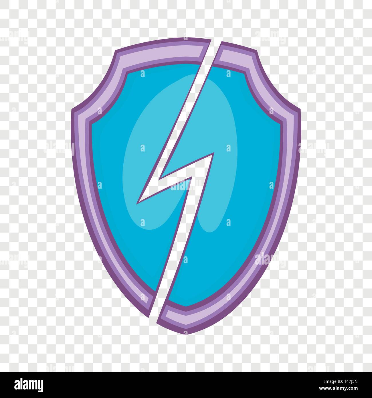 Secure shield with lightning icon, cartoon style Stock Vector Image ...