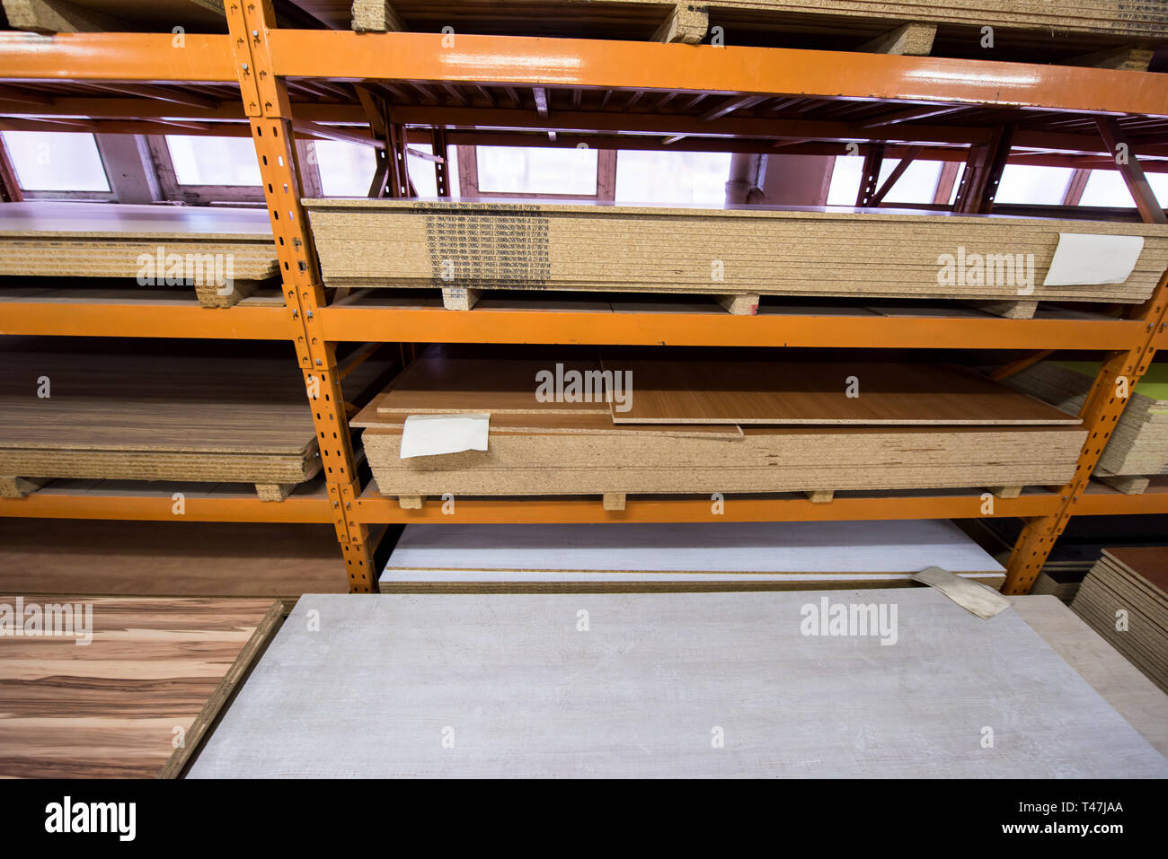 production Department of a big modern wooden furniture factory Stock ...