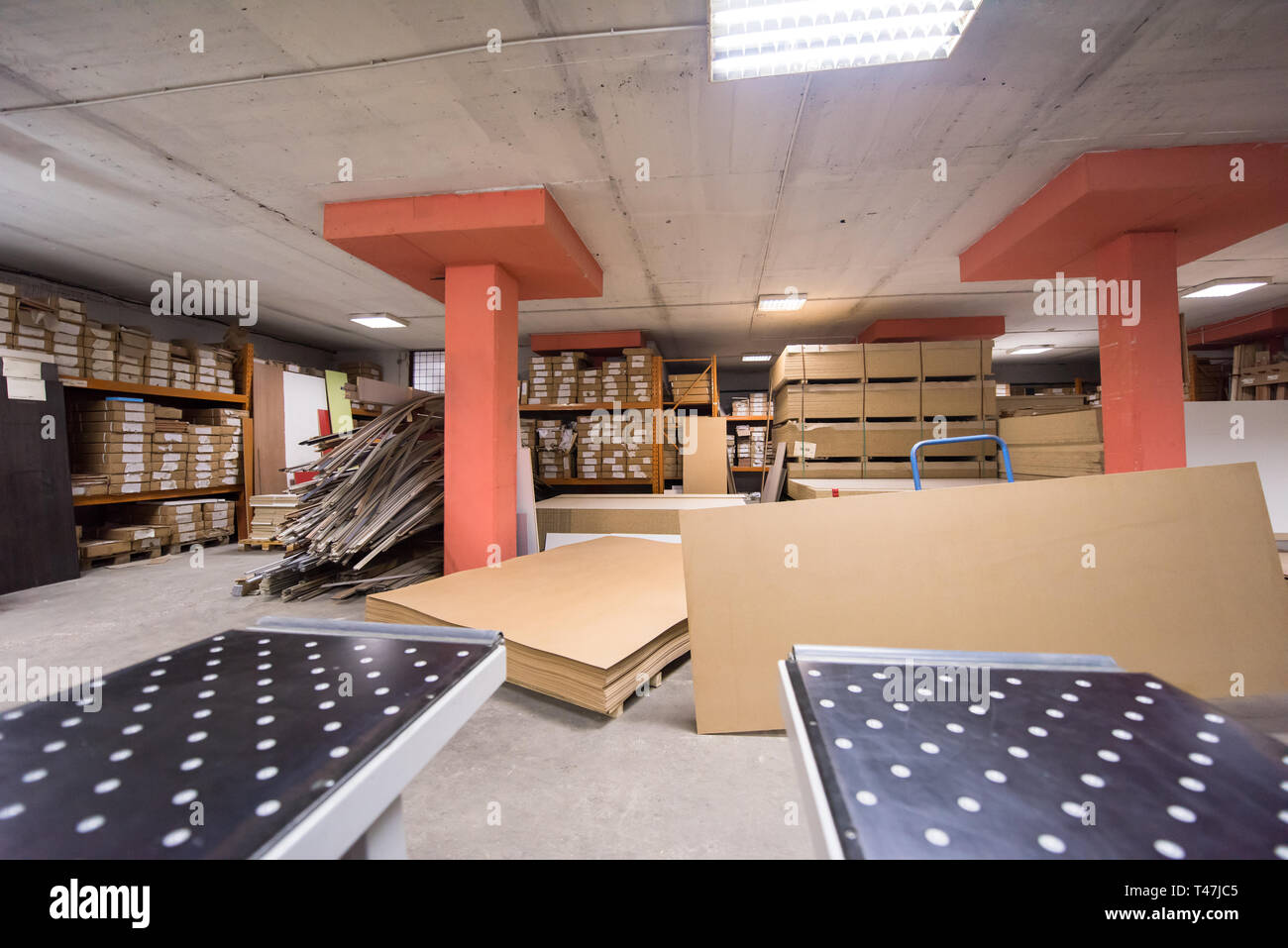 production Department of a big modern wooden furniture factory Stock ...