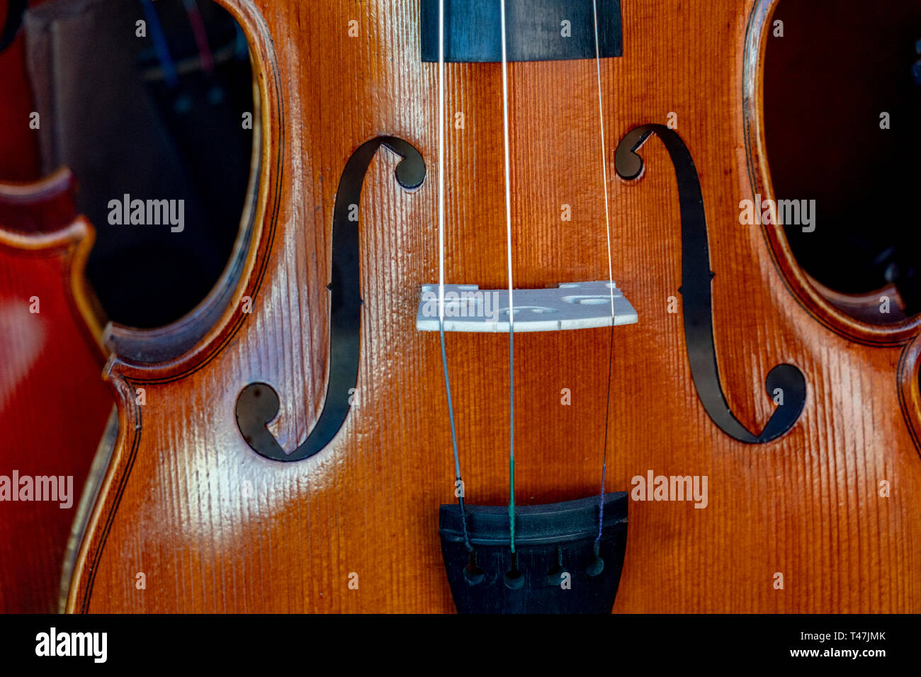 Violin detail close up musical instrument Stock Photo - Alamy