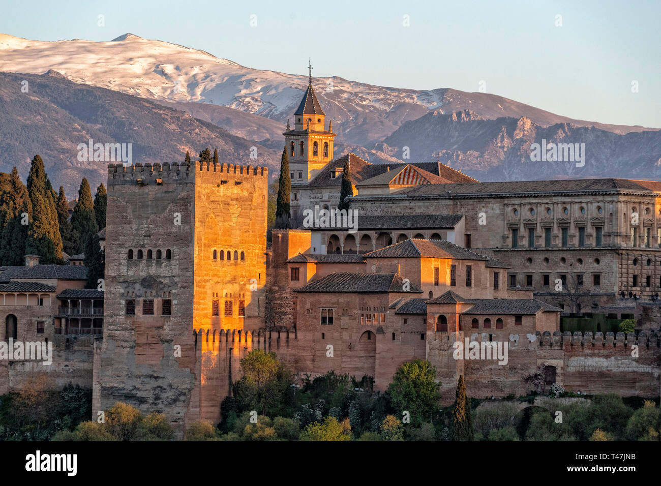 Alhambra castle in Granada Spain sunset view Stock Photo - Alamy