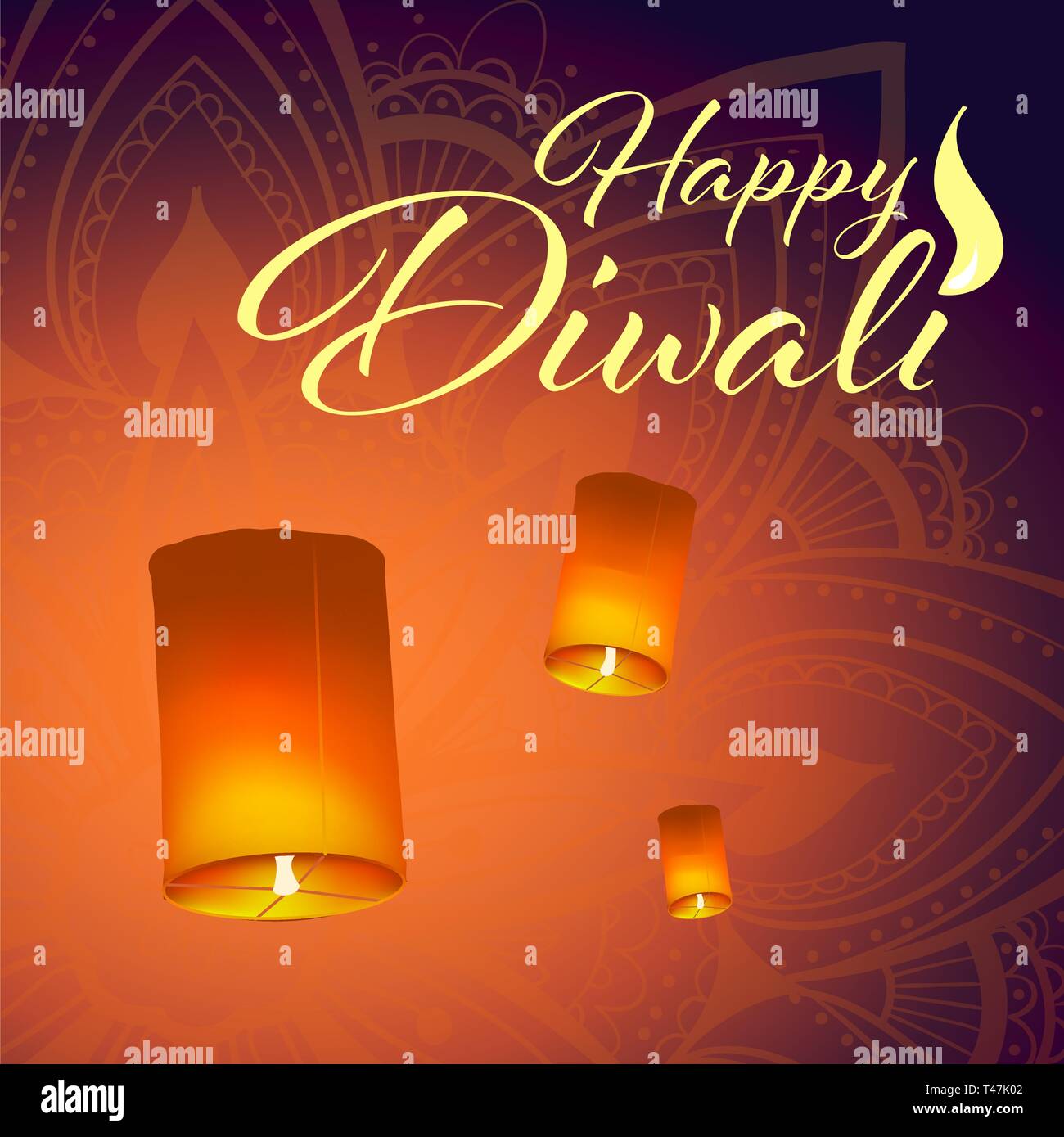 Sky lanterns background dark Stock Vector Images - Alamy