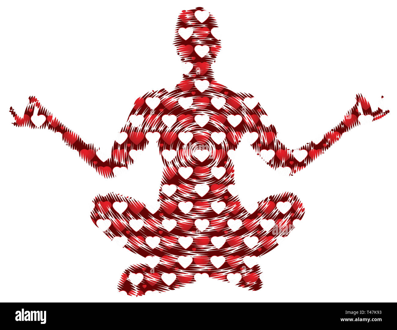 yoga relax love heart energy meditation illustration Stock Photo - Alamy