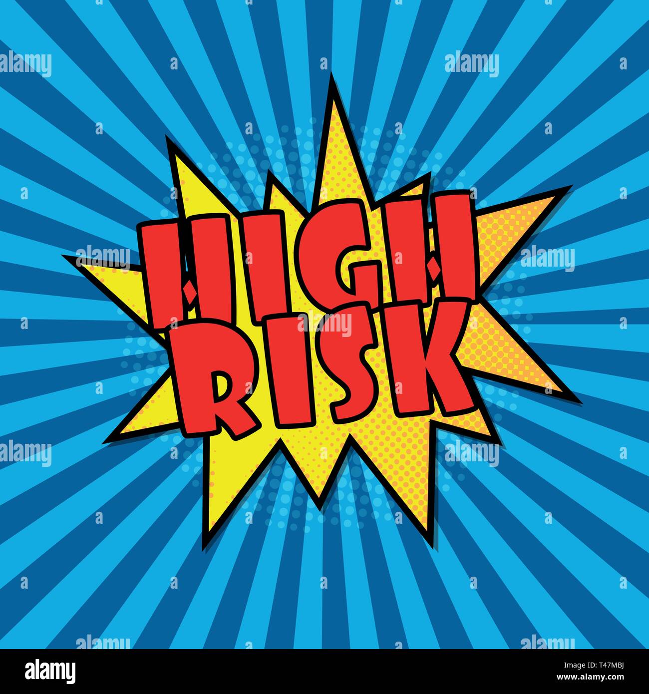 Retro high risk comic speech bubbles on Vector illustration vintage ...