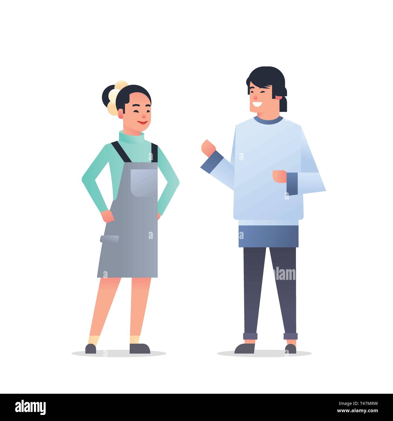 Two Young People Talking And Asian Stock Vector Images Alamy