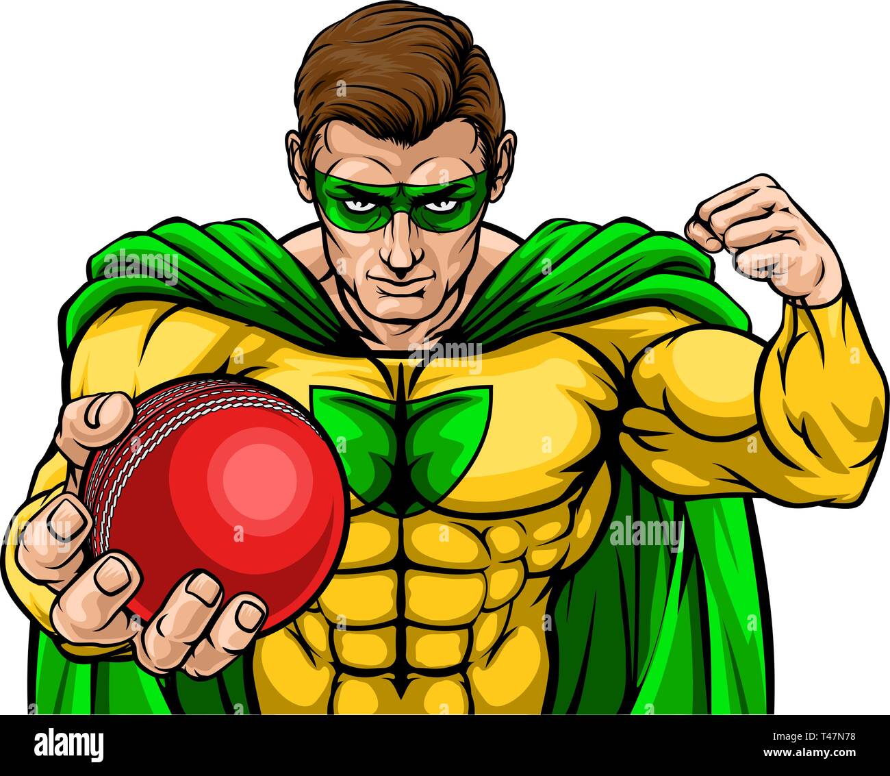 Superhero Holding Cricket Ball Sports Mascot Stock Vector Image & Art ...