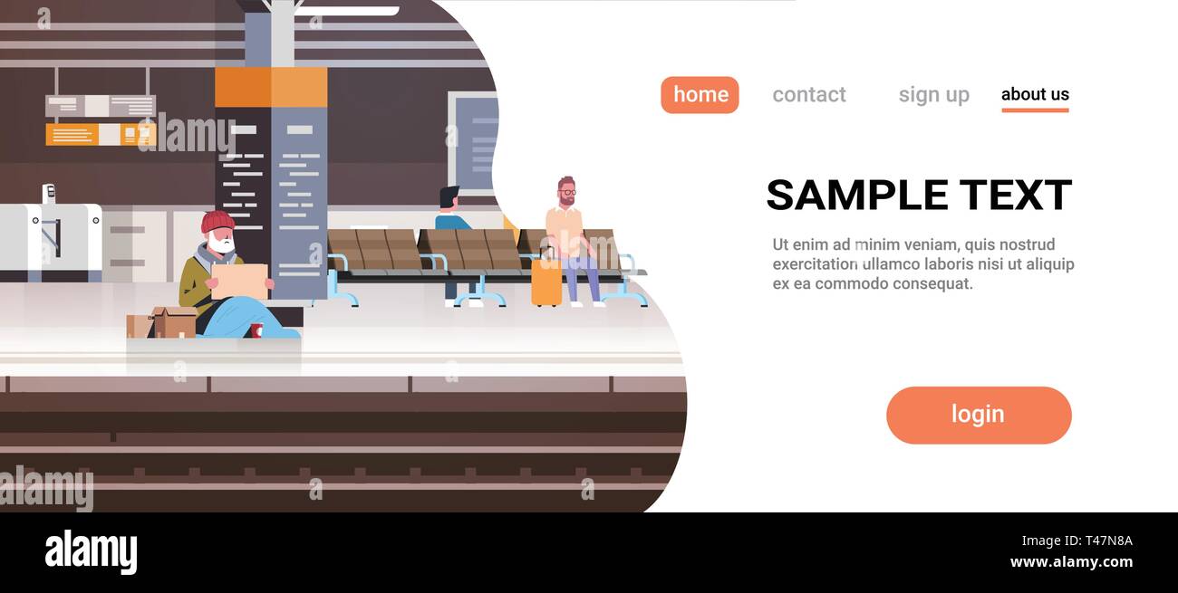 poor man with sitting on floor railway station begging for help beggar ...